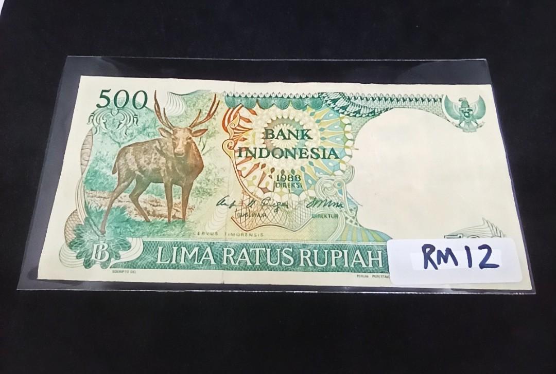 1988 Lima Ratus Wang Kertas Duit Lama Bank Indonesia 500 Rupiah Old ...