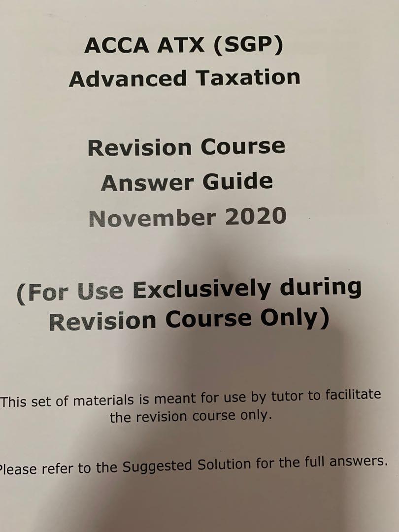 ACCA ADVANCED TAXATION (ATX SGP) LATEST! One time pass, Computers ... ACCA ADVANCED TAXATION (ATX SGP) LATEST! One time pass, Computers ...
