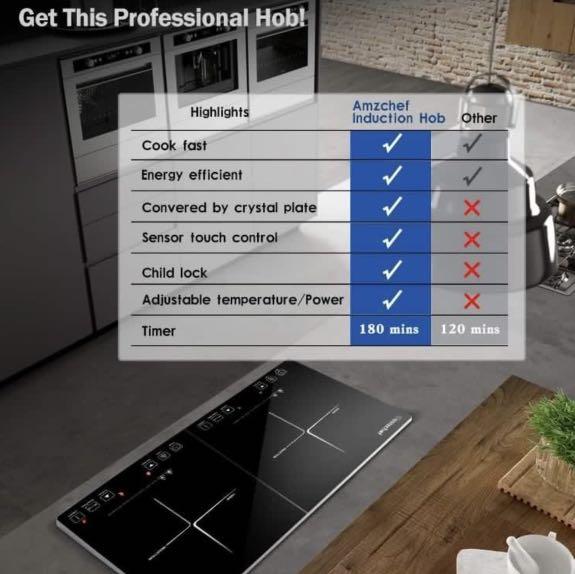 Amzchef Double Induction Hob Cooker With Ultra-thin Body Control 10 ...