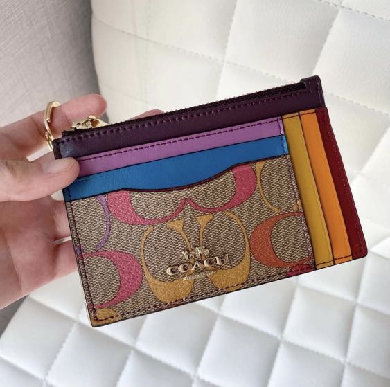 Coach Coin Case in Signature Canvas - Rainbow, Women's Fashion, Bags ...