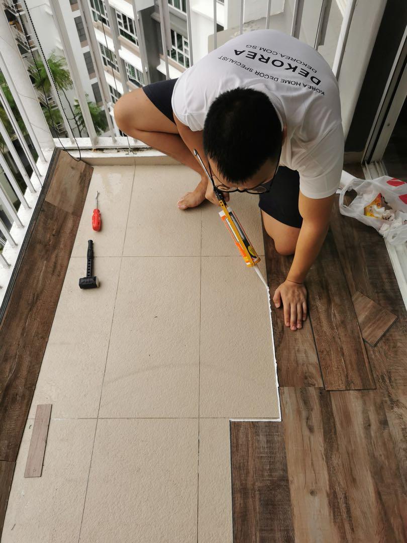 Floor panel PVC vinyl flooring, Furniture & Home Living, Home Decor ...