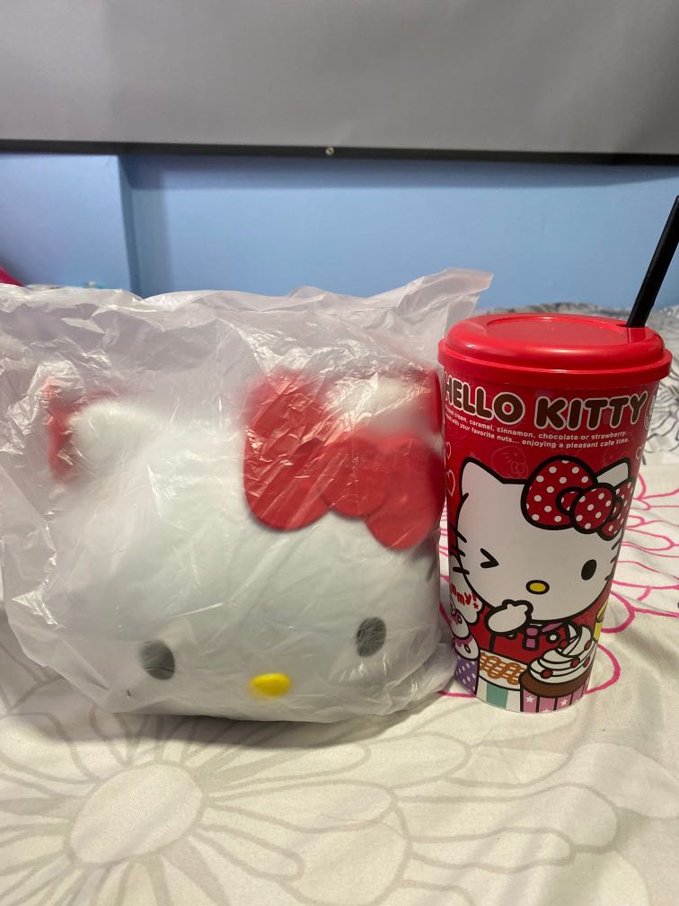 Hello Kitty Popcorn Bucket and Drink set, Furniture & Home Living ...