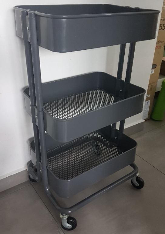 Ikea 3-Tier Trolley (Grey), Furniture & Home Living, Furniture, Shelves ...