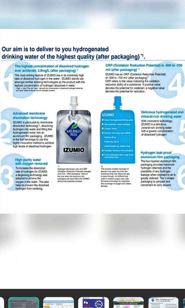 Izumio hydrogen drink water, Health & Nutrition, Health Supplements ...