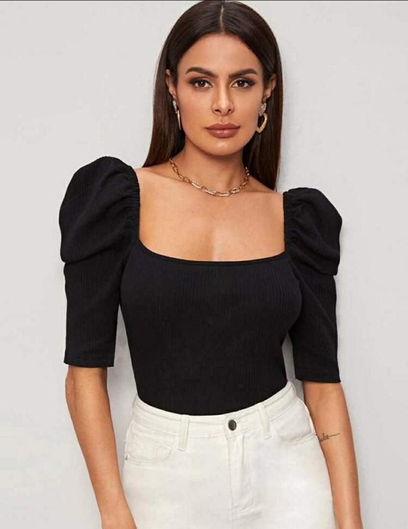 Puff top, Women's Fashion, Tops, Blouses on Carousell