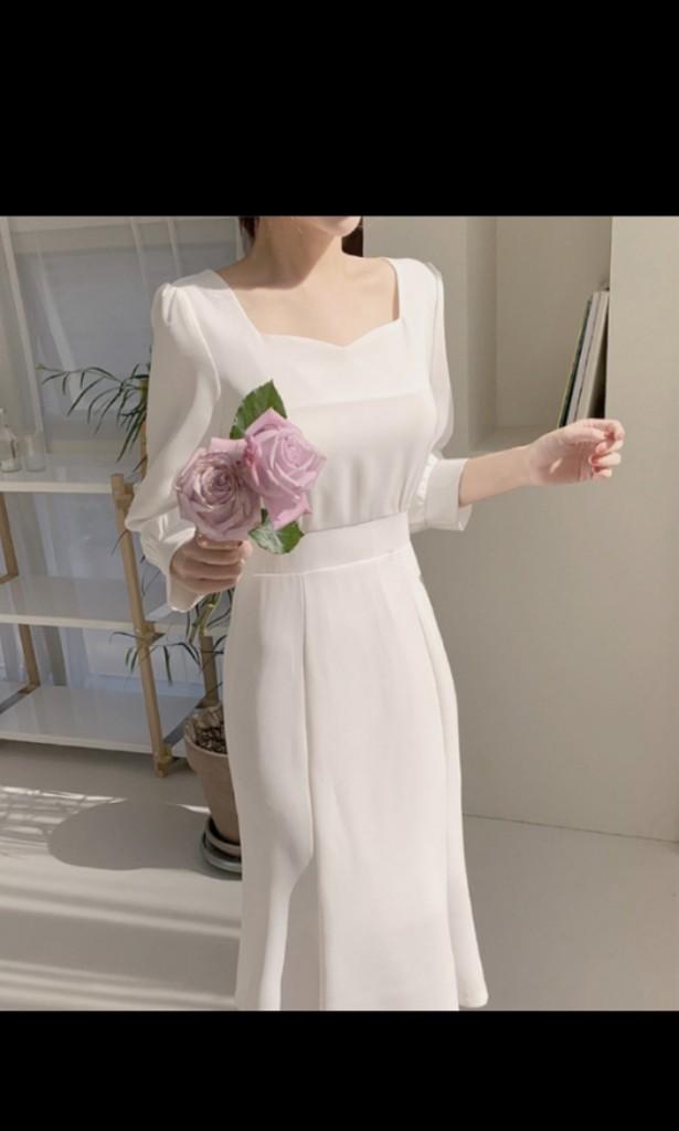 ROM Solemnisation White Simple Dress, Women's Fashion, Dresses & Sets ...