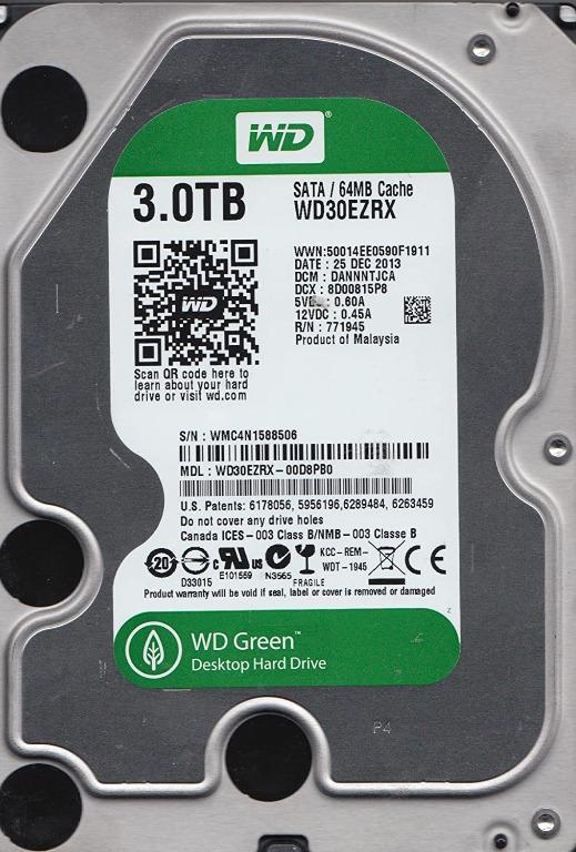 Western Digital Caviar Green 3TB 硬碟 - wd30ezrx-00d8pb0, 電腦＆科技, 電腦周邊及配件, 硬碟及儲存器 - Carousell