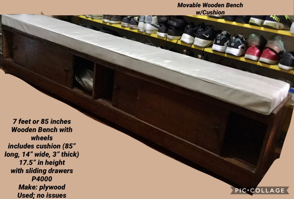 Wooden movable bench with sliding cabinets, Babies & Kids, Baby Nursery ...