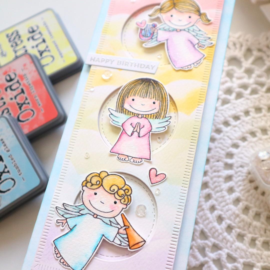 Angel theme slimline birthday card, Hobbies & Toys, Stationery & Craft ...