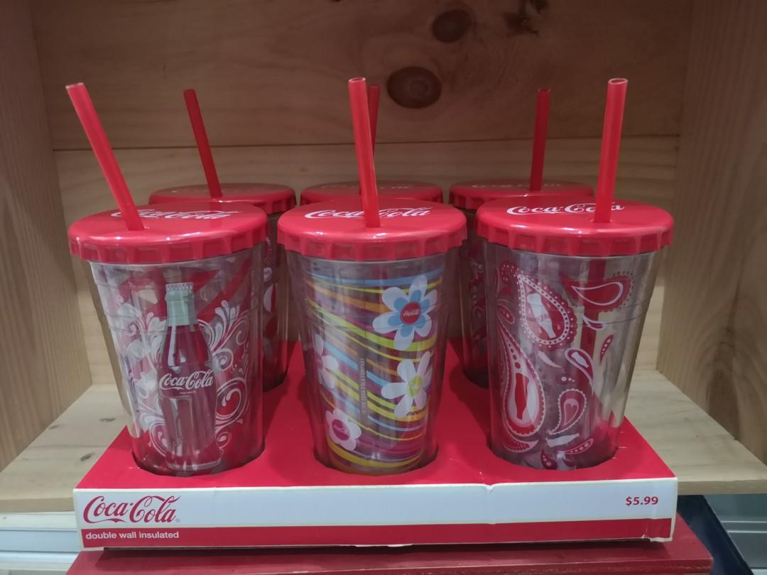 Coca Cola Double Wall Cool Gear Chiller with Straw, Furniture & Home ...