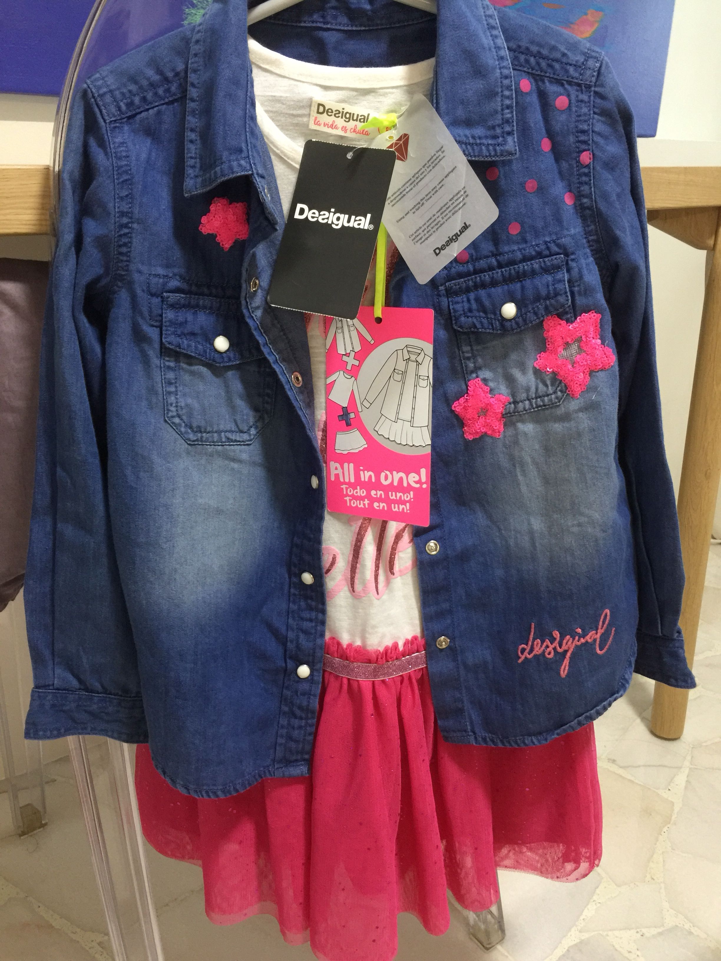 Desigual kid girls dress with denim jacket, Babies & Kids, Babies ...