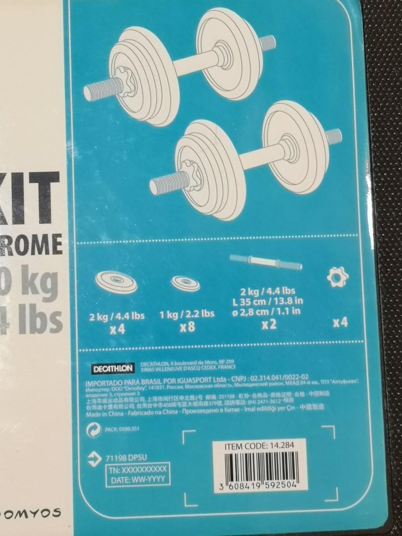 Domyos 20kg Weight Training Chrome Dumbell Kit, Sports Equipment ...