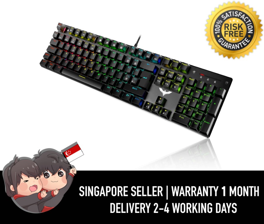 HAVIT HV-KB432L Mechanical Gaming Keyboard 105 Keys UK Layout, Blue ...