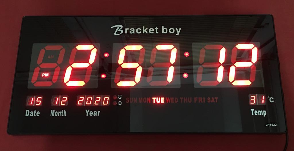 LED Wall Clock (Digital Display) – Large 18”, Furniture & Home Living ...