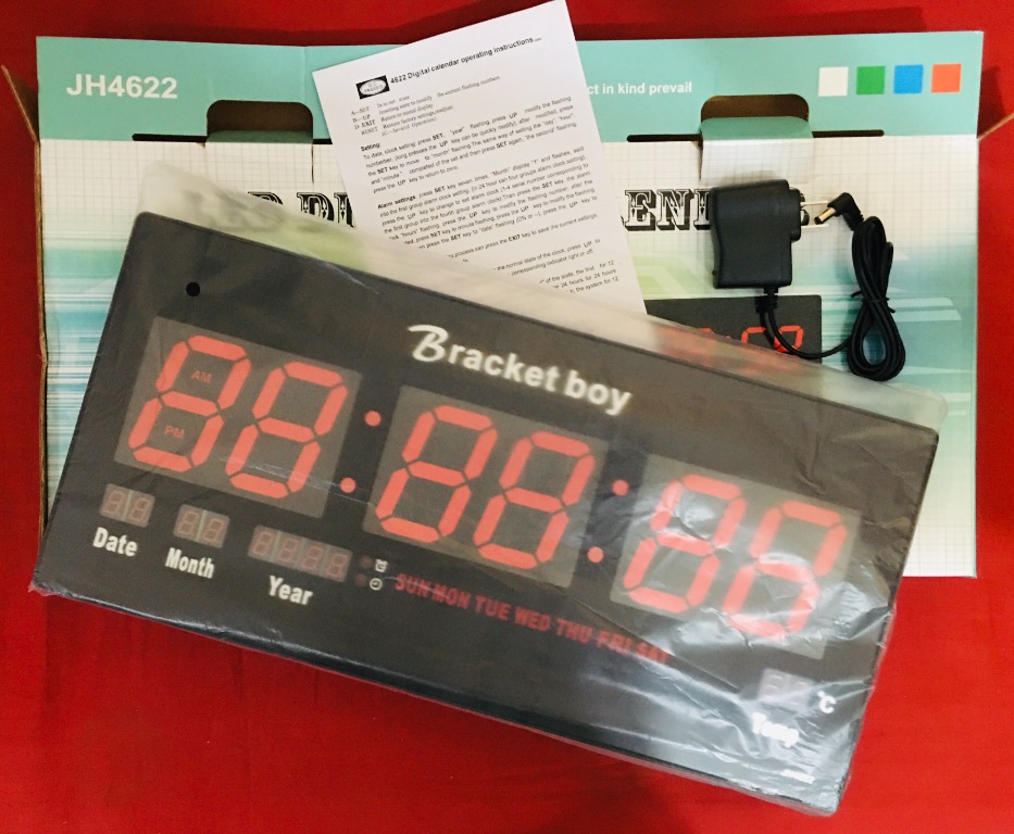 LED Wall Clock (Digital Display) – Large 18”, Furniture & Home Living ...