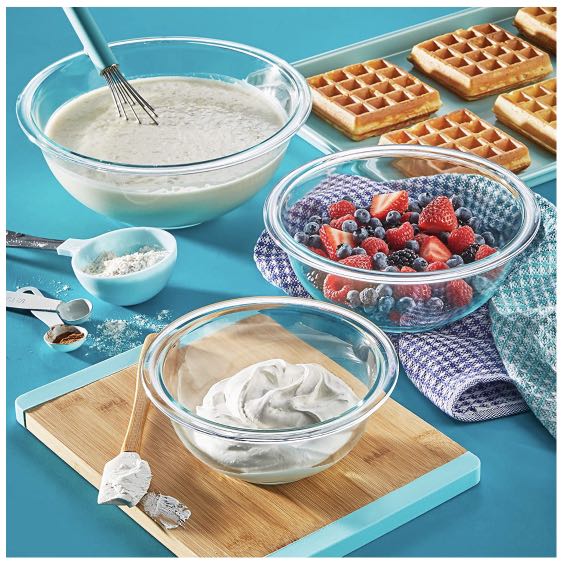 Pyrex 3-piece Mixing Bowl Set, Furniture & Home Living, Kitchenware ...