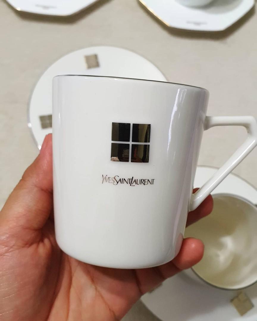 Rare Ysl White Tea Cups Set, Furniture & Home Living, Kitchenware ...