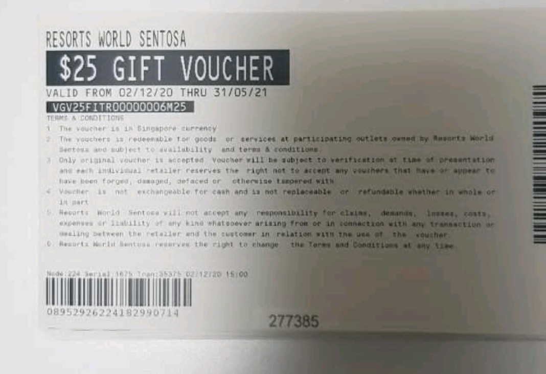 RWS GIFT VOUCHER FOR SALES, Tickets & Vouchers, Vouchers on Carousell
