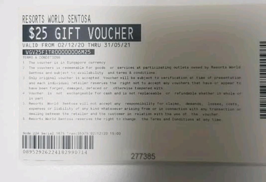 RWS GIFT VOUCHER FOR SALES, Tickets & Vouchers, Vouchers on Carousell