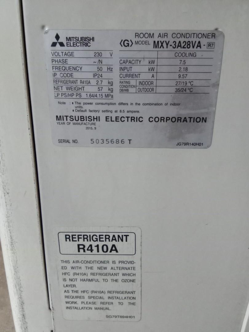 Second hand Mitsubishi Aircon System 3 (9000 BTU x3), TV & Home ...
