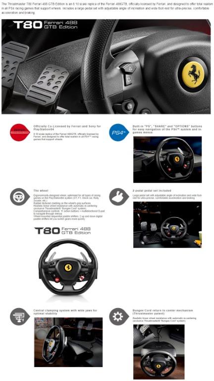 Thrustmaster T80 Ferrari 488 GTB Edition Racing Wheel for PS4 / PS5 ...