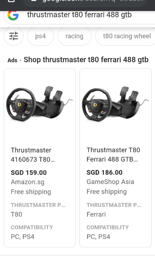 Thrustmaster T80 Ferrari 488TB PS4 steering wheel, Video Gaming, Gaming ...