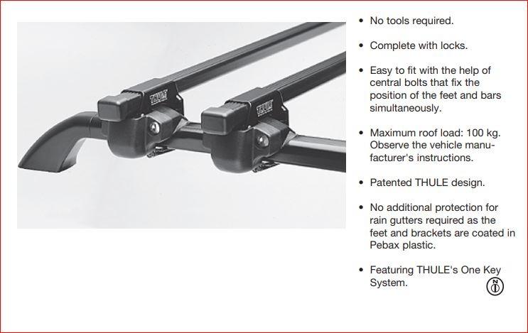 Thule 1054 Original Crossbar, Car Parts & Accessories, Body Parts and ...
