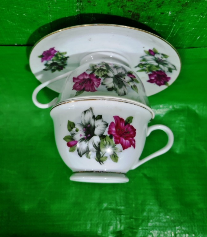 Vintage Bunga Kangkong teacup, Furniture & Home Living, Kitchenware ...