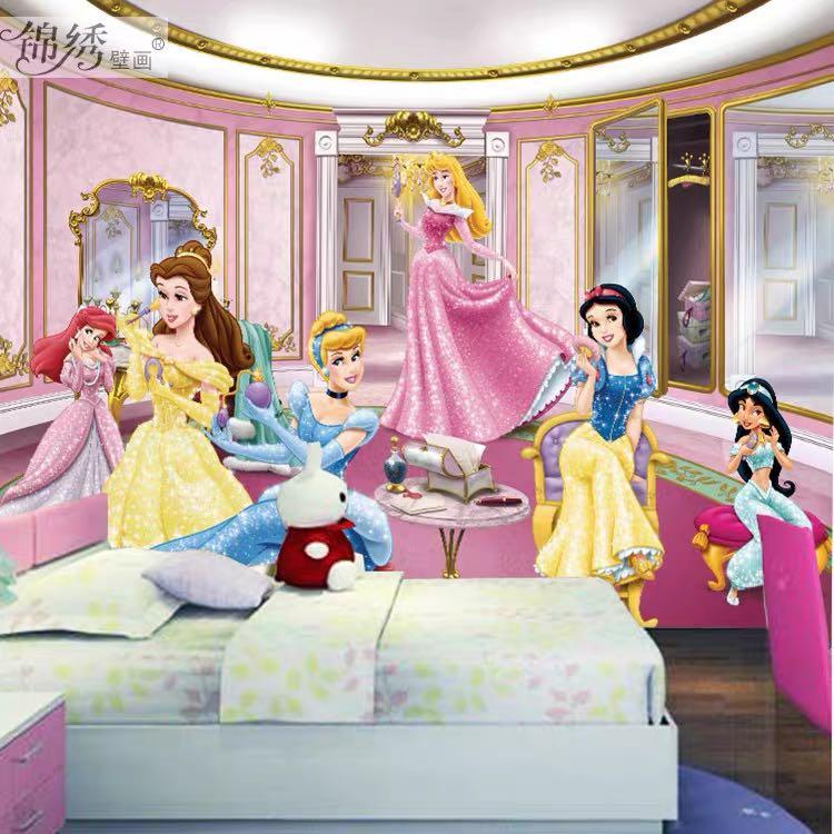 3D Wallpaper Customized mural Disney Princess design, Furniture & Home ...