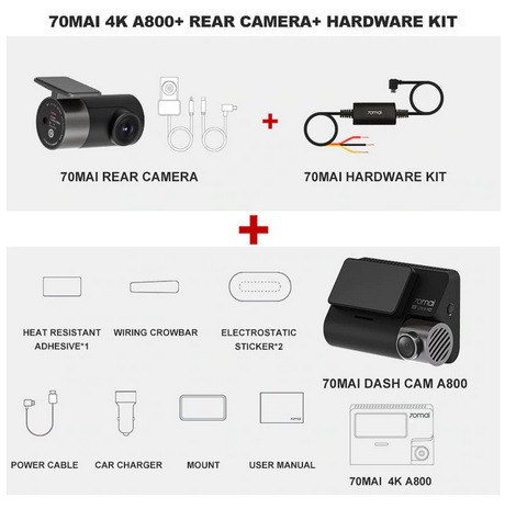 70mai A800 4K 2channel Dash Cam Car Camera ( Front & Rear & Hardware ...