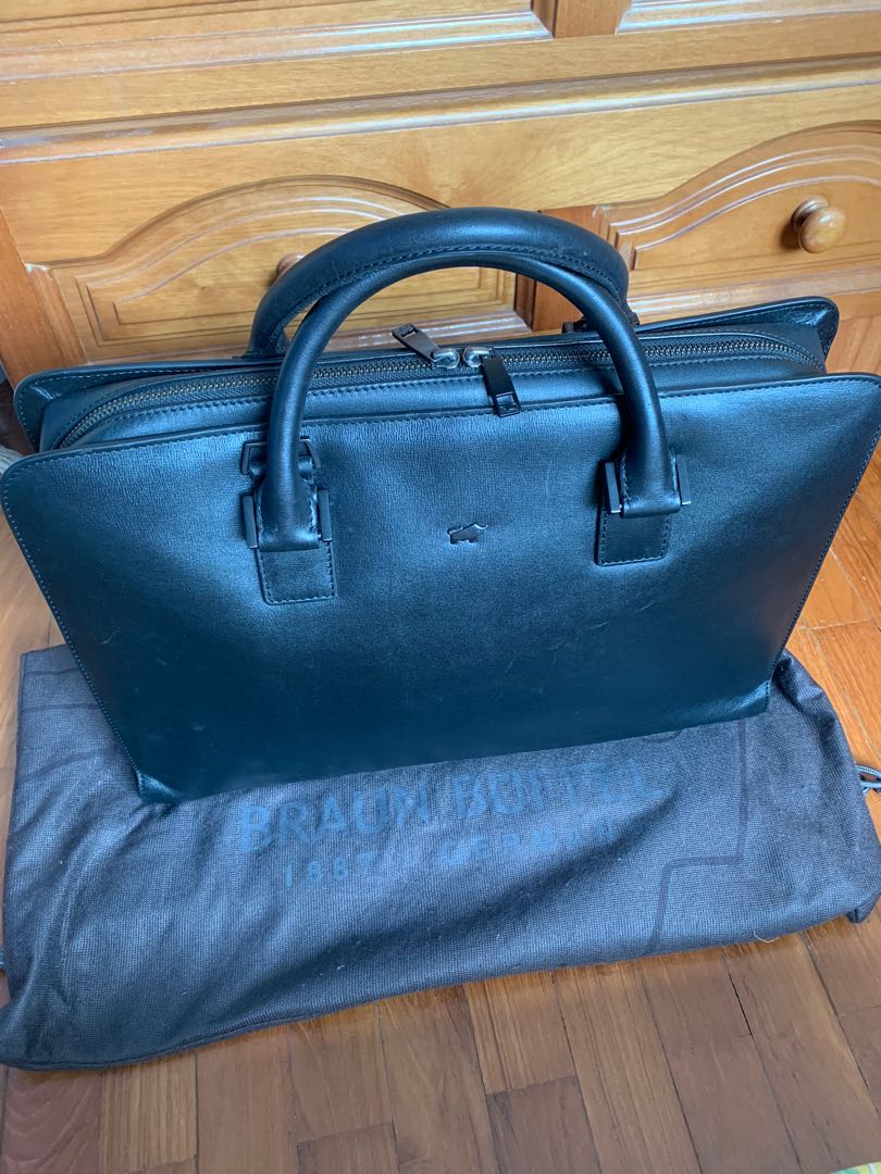 Authentic Used Braun Buffel Black Leather Briefcase (scratches due to ...