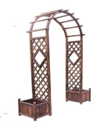 Bamboo Garden Arbor with Planter Box Trellis Hanging Arch Plant Display ...