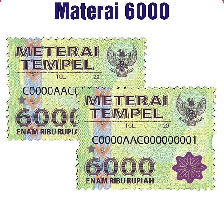 Materai Indonesia Stamp Duty 6000 - 2 pcs , Hobbies & Toys, Stationery ...