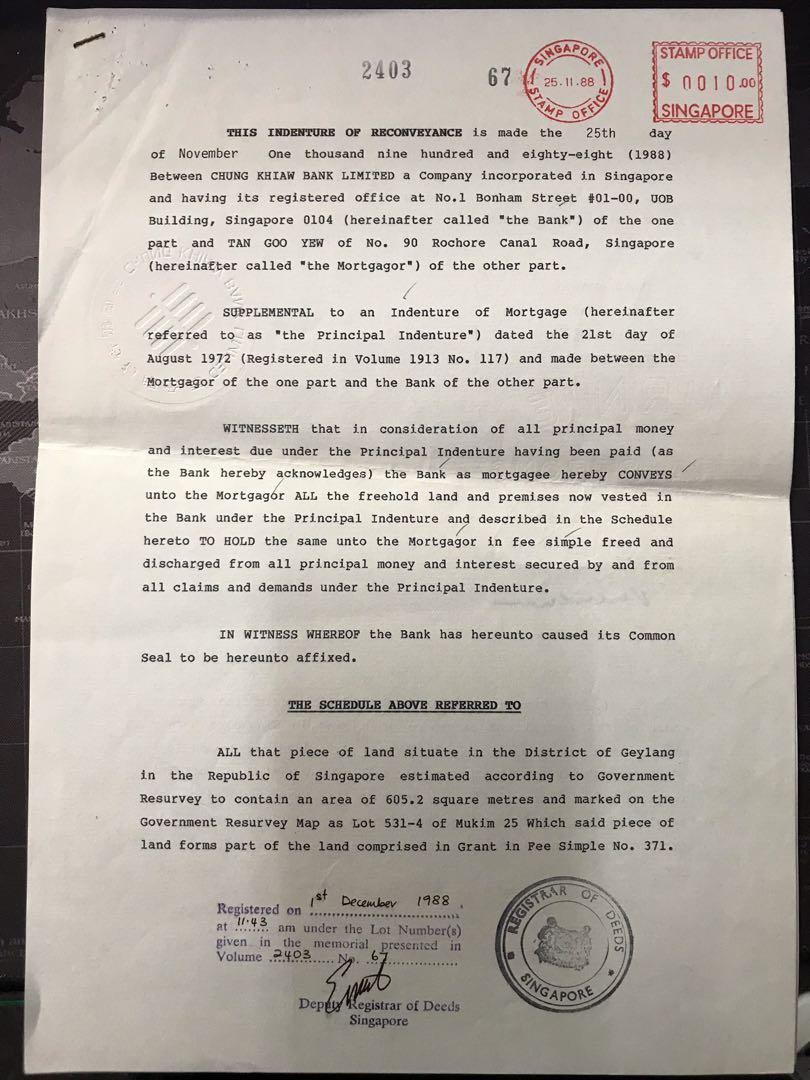 Original titles Deed sign by Richard Eu and Mr Wee Cho Yaw, Hobbies ...