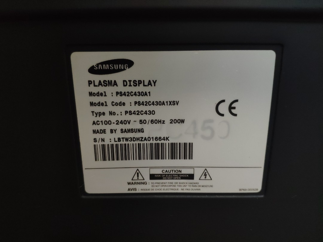 Samsung 42 Inch Plasma TV PS42C430A1, TV & Home Appliances, TV ...