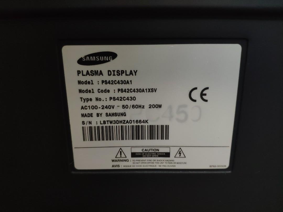 Samsung 42 Inch Plasma TV PS42C430A1, TV & Home Appliances, TV ...