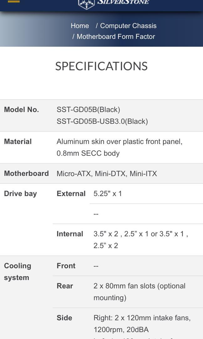 Silverstone GD05 MATX SF PC Case, Computers & Tech, Parts & Accessories ...