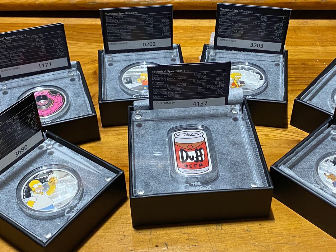 The simpsons silver coins collection 阿森一族精鑄幣一套, 興趣及遊戲, 玩具 & 遊戲類 - Carousell