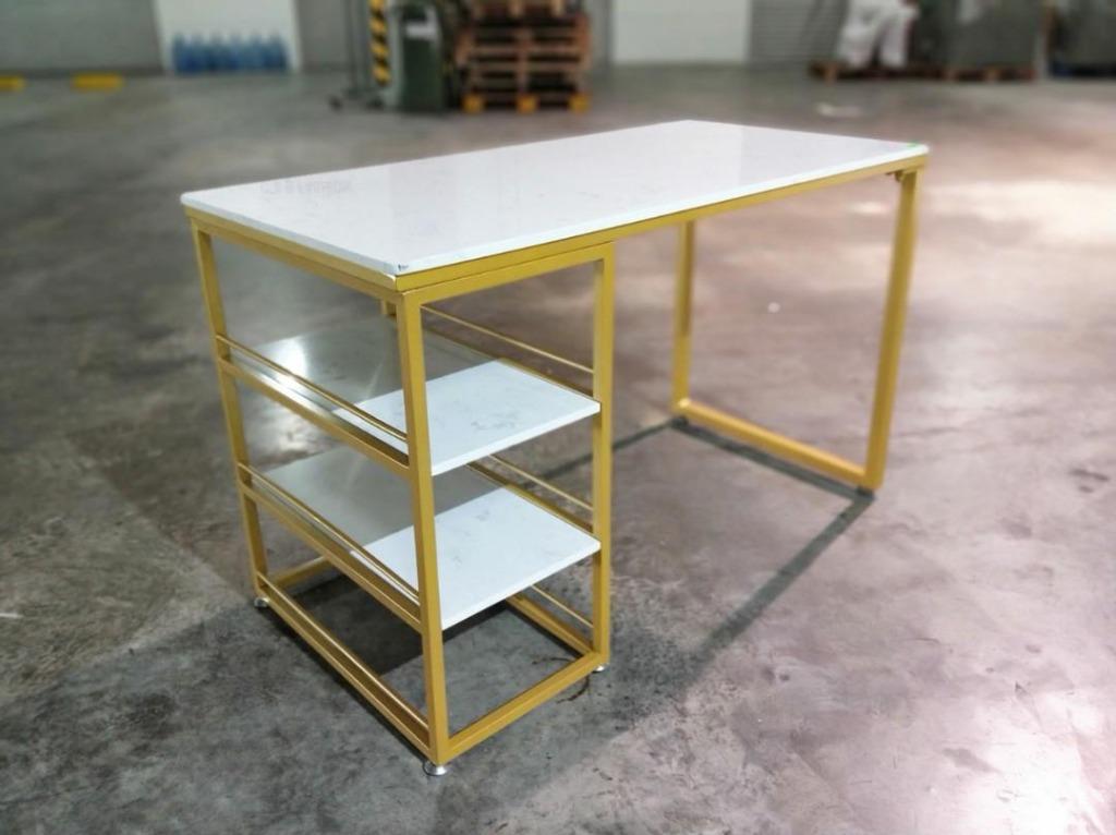 VIRAGE Modern Contemporary Marble Top Study Table on GOLD Frame ...
