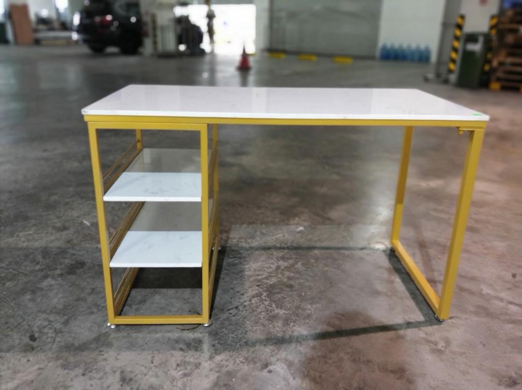 VIRAGE Modern Contemporary Marble Top Study Table on GOLD Frame ...