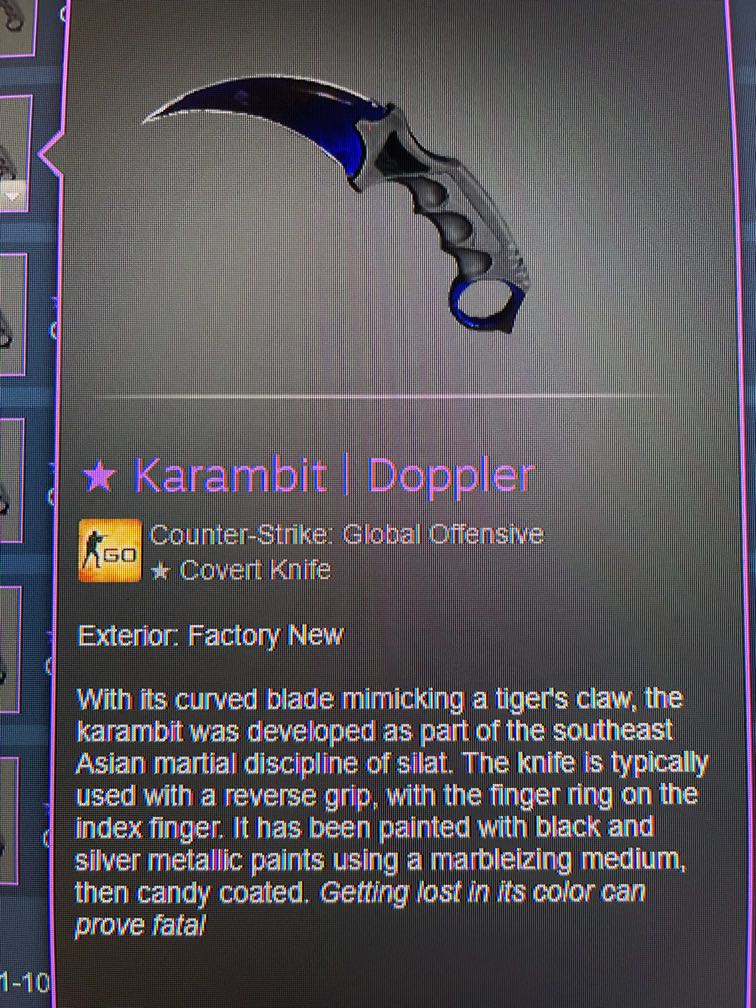 CSGO Karambit factory new phase 3, Toys & Games, Video Gaming, In-Game ...