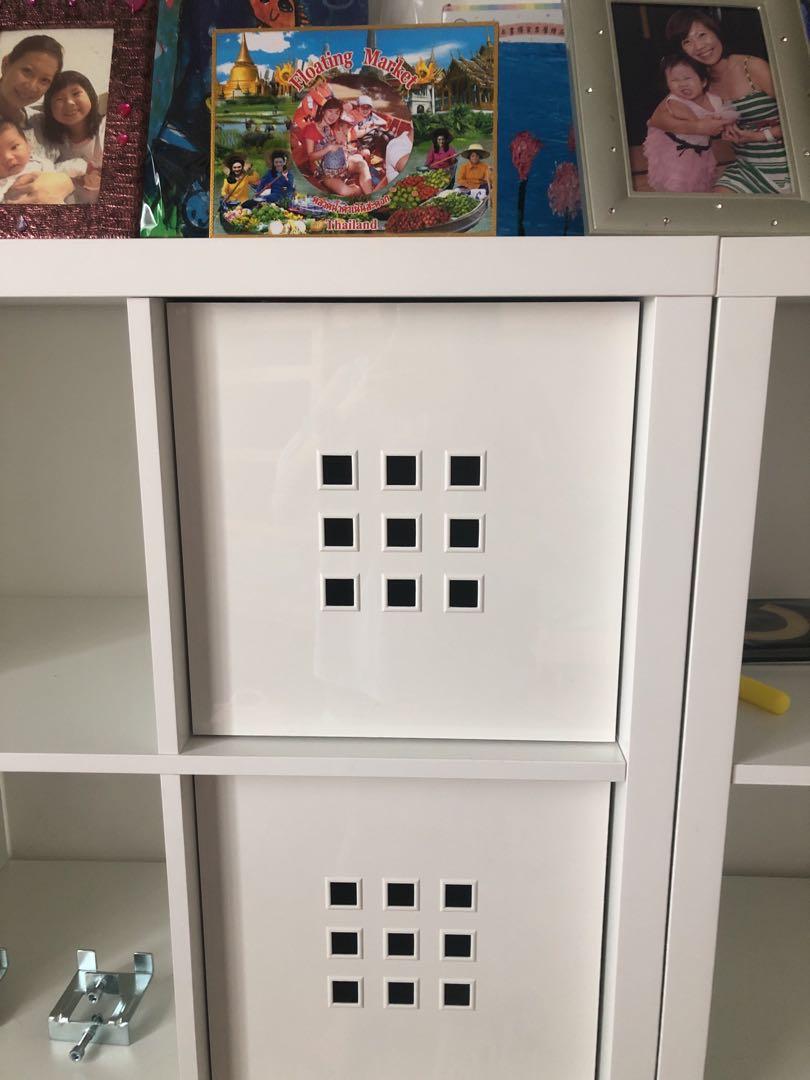 IKEA Kallax Shelves and Lekman Storage Boxes, Furniture, Shelves ...