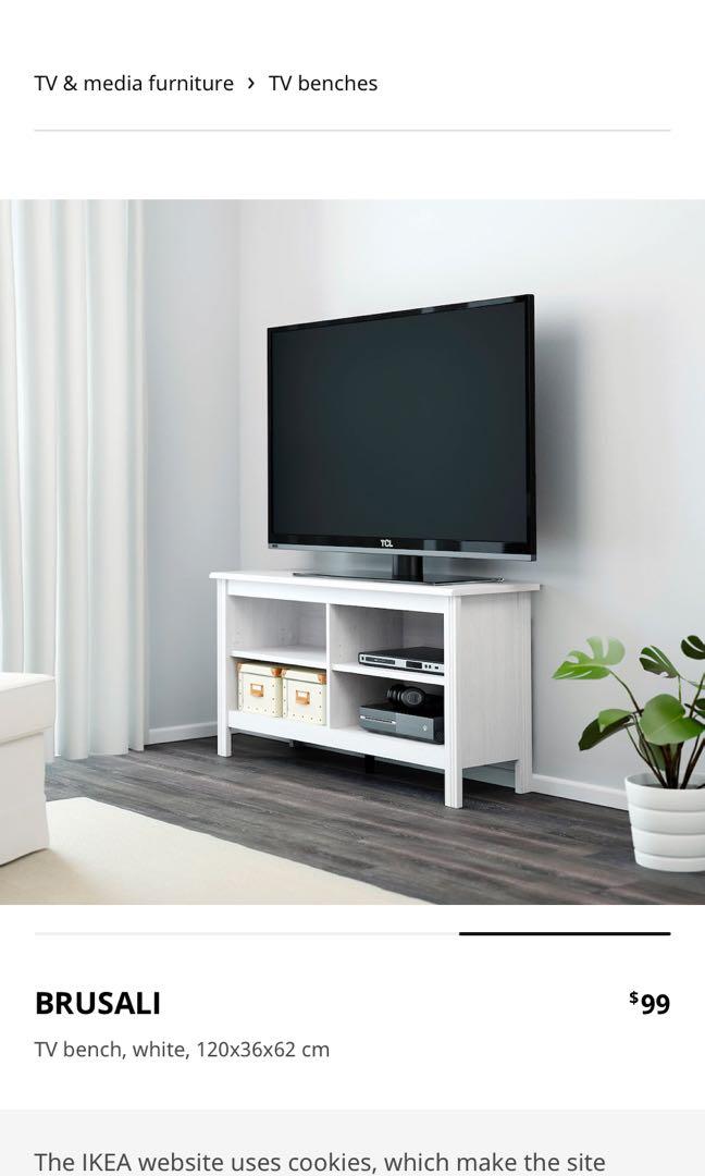 IKEA TV Bench Brusali white, Furniture & Home Living, Furniture, TV ...