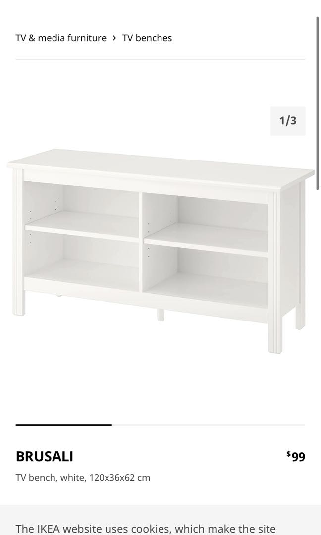 IKEA TV Bench Brusali white, Furniture & Home Living, Furniture, TV ...