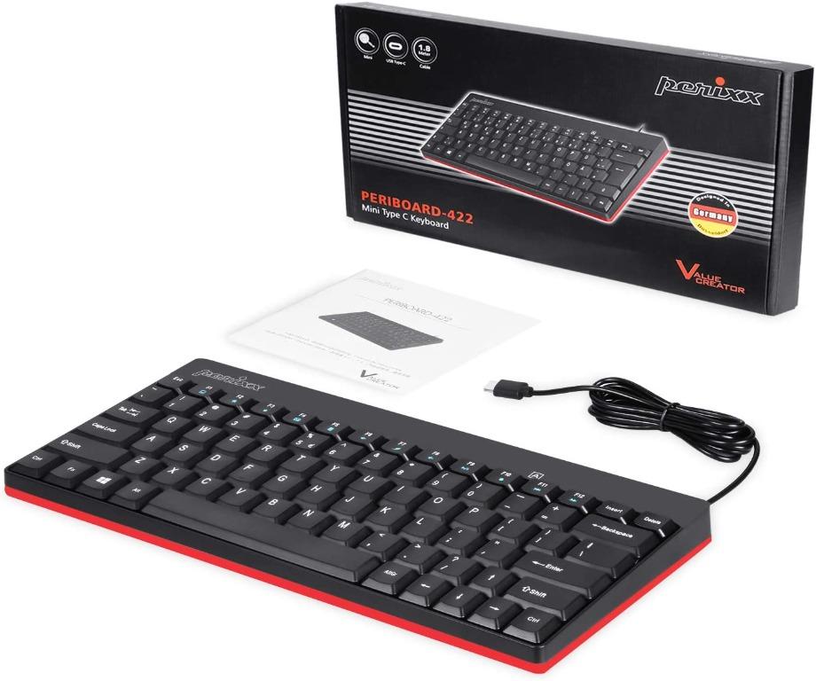 Perixx PERIBOARD-422 Wired USB-C Mini Keyboard, USB Type C Connector ...