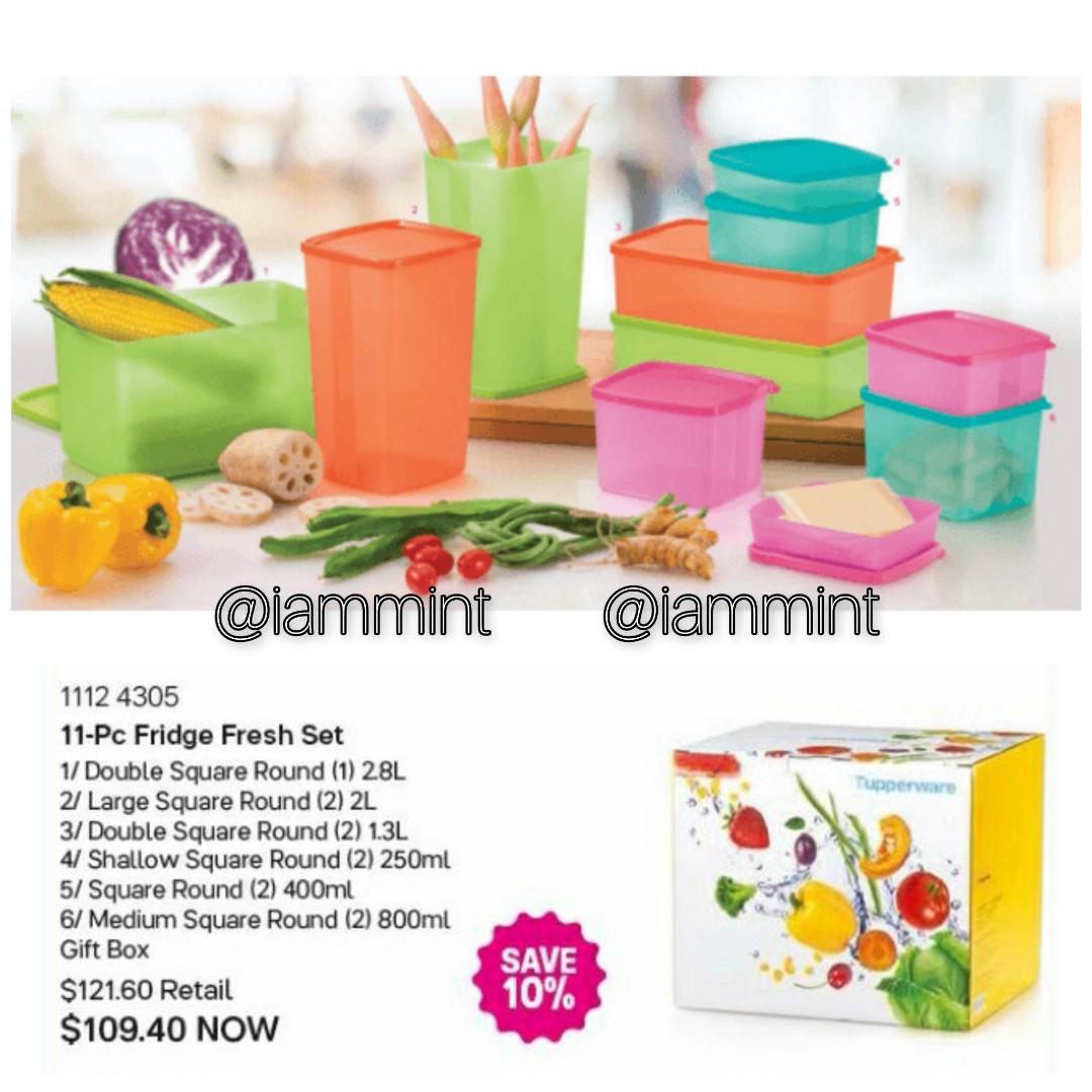Tupperware Fridge Fresh Rectangular Container Box Gift Box Set of 11 ...