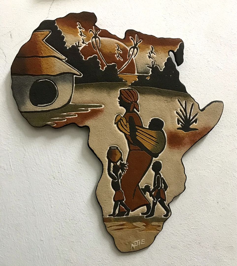African Sand Art work on wood 50x40cms, Furniture & Home Living, Home ...