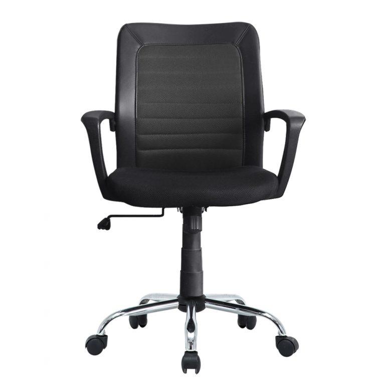 Ergodynamic EMC-169 BLK Mid Back Mesh Office Chair, Leather Computer ...
