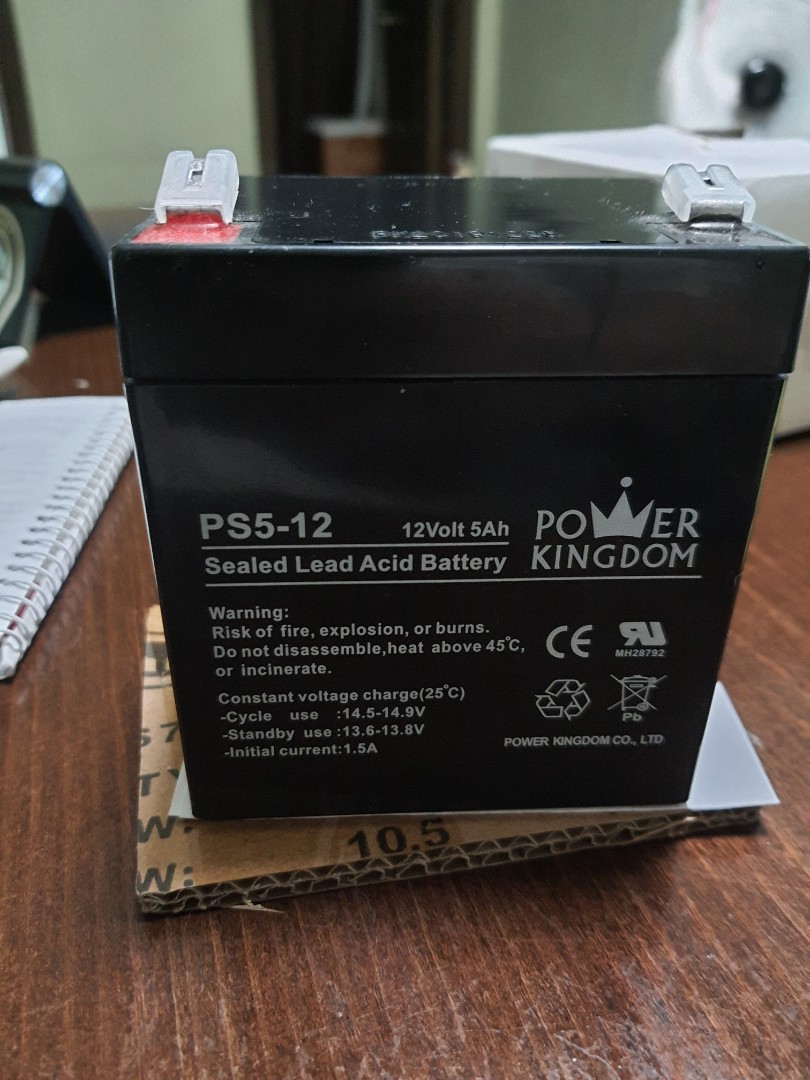 Power Kingdom 12V 5Ah 20hr battery 12V 5A UPS, Computers & Tech, Parts ...