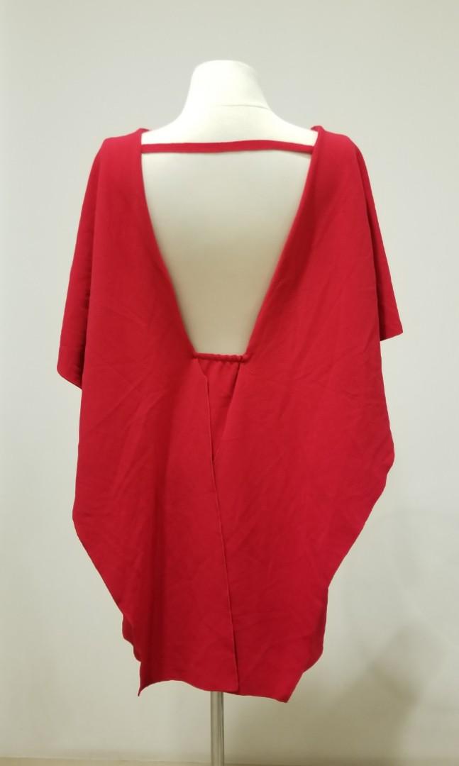 red backless cape dress, Women's Fashion, Dresses & Sets, Dresses on ...
